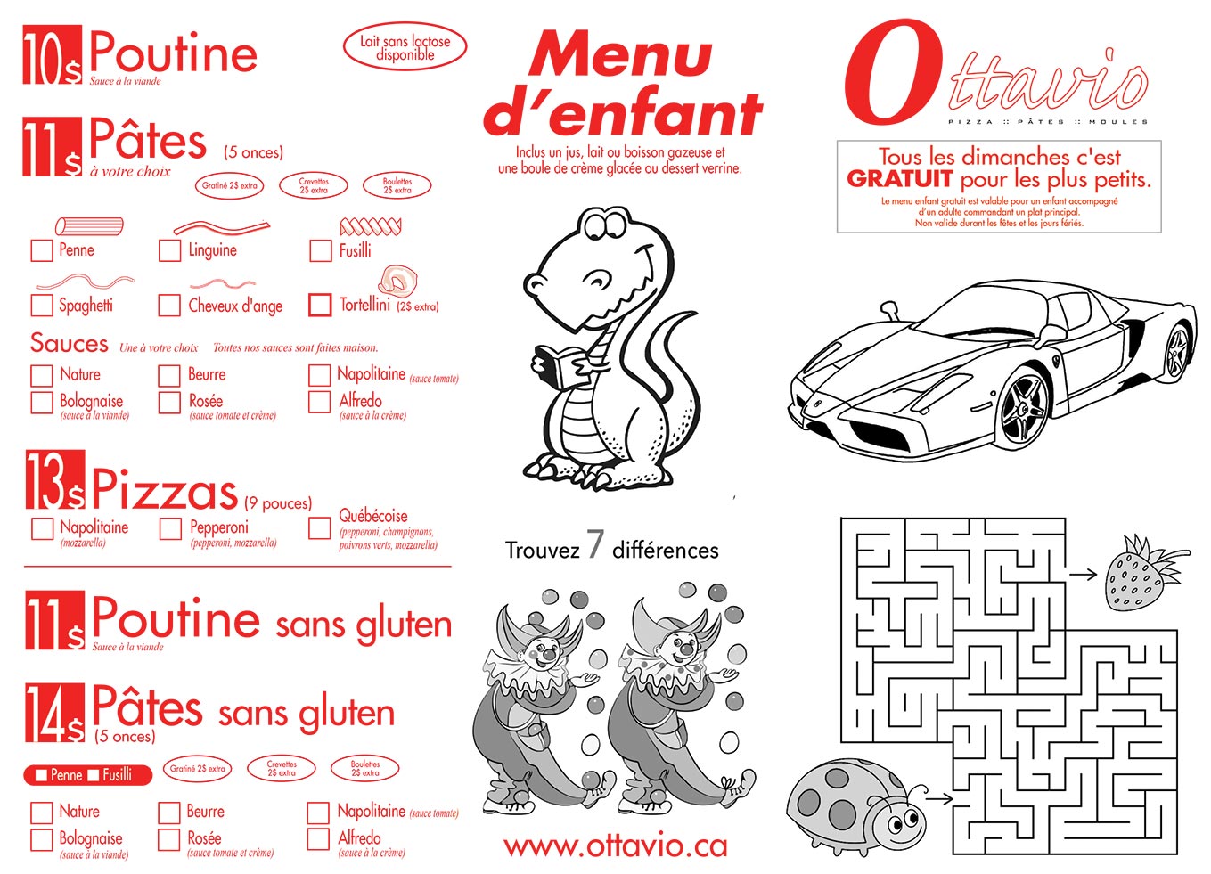 Menu enfants | Ottavio | Montréal, Laval, Gatineau.