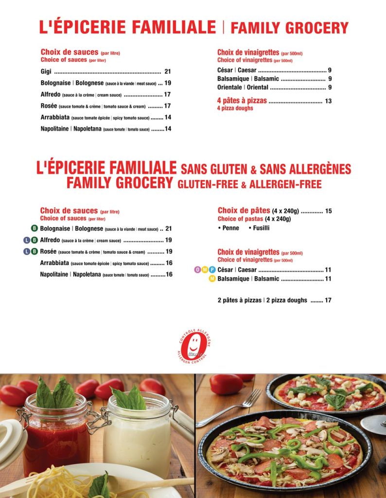 Grocery Menu | Ottavio | Montreal, Laval, Gatineau.